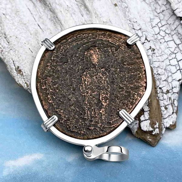 Byzantine Bronze Follis Pendant - May Jesus Christ Conquer - Cannon Beach Treasure Company