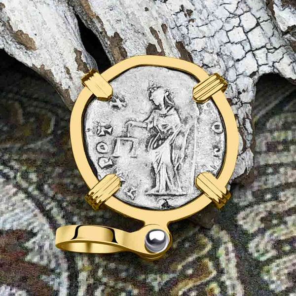 Roman Silver Denarius Coin of Marcus Aurelius 145 AD 14K Gold Pendant ...