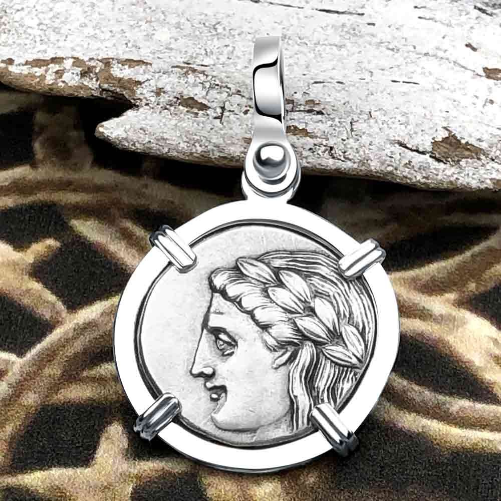Authentic Ancient Greek Apollo, Lion Silver Drachm Coin 350 BC Pendant ...