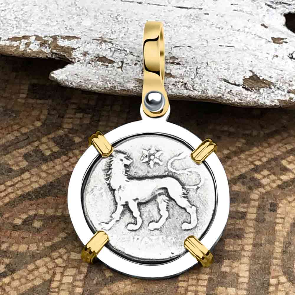 Authentic Ancient Greek Apollo, Lion Silver Drachm Coin 350 BC Pendant ...