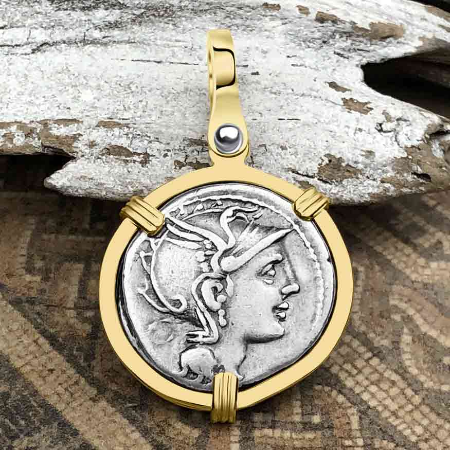 Roman Republic Silver Denarius 111 BC Roma & Victory Coin Pendant ...