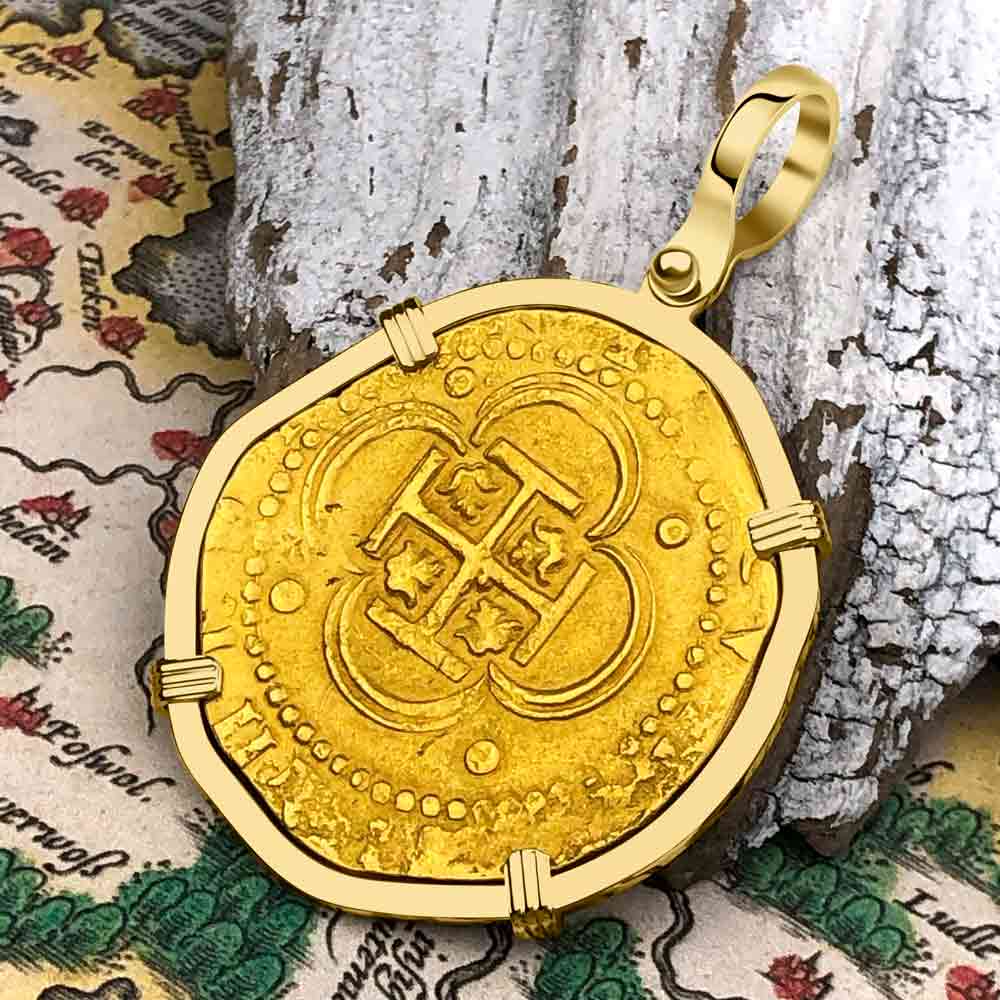 Genuine Circa 1580 22K Gold Spanish Coin 4 Escudo Doubloon Pendant ...