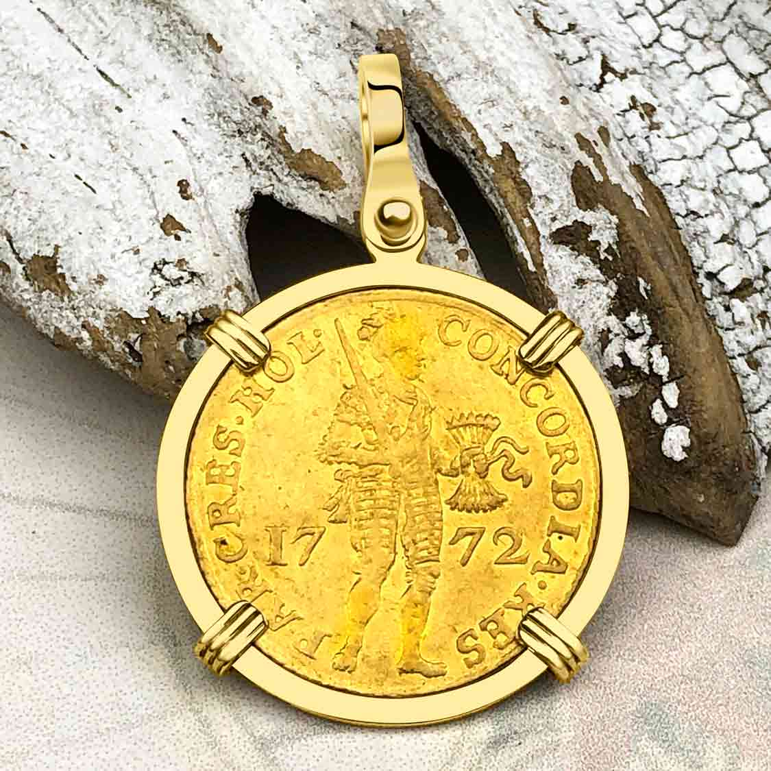 1772 Gold Ducat of the Dutch East India Company 18K Gold Pendant ...