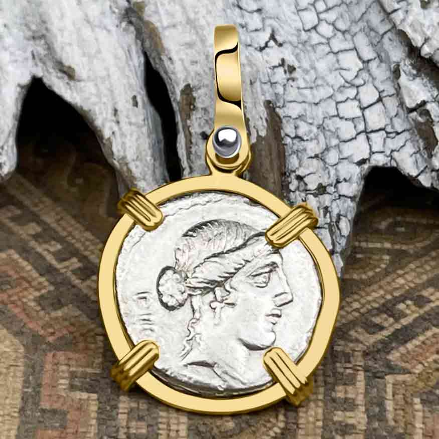 Roman Republic Silver Denarius 48 BC Pietas & Caduceus Coin Pendant ...